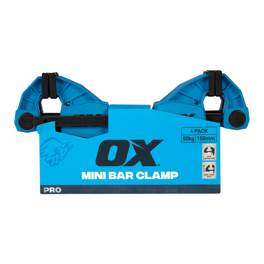 OX Pro Mini Bar Clamp 50kg 4pk - 150mm - OX Tools New Zealand