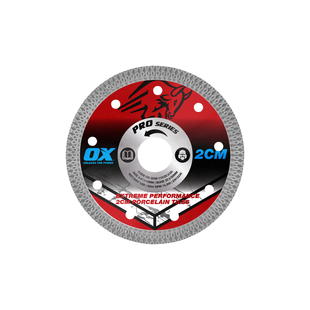 OX Pro 2CM Porcelain Cutting Blade - 115/22.23/20mm - OX Tools New Zealand